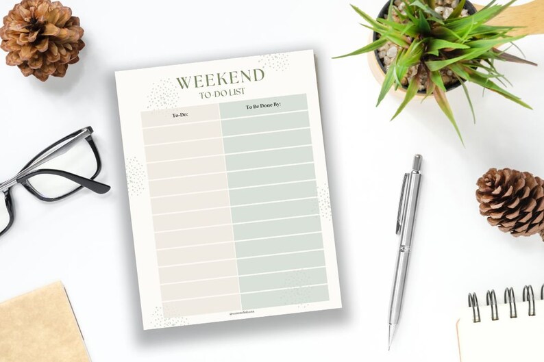Printable Weekend To-do List, Instant Download, Minimal Productivity ...