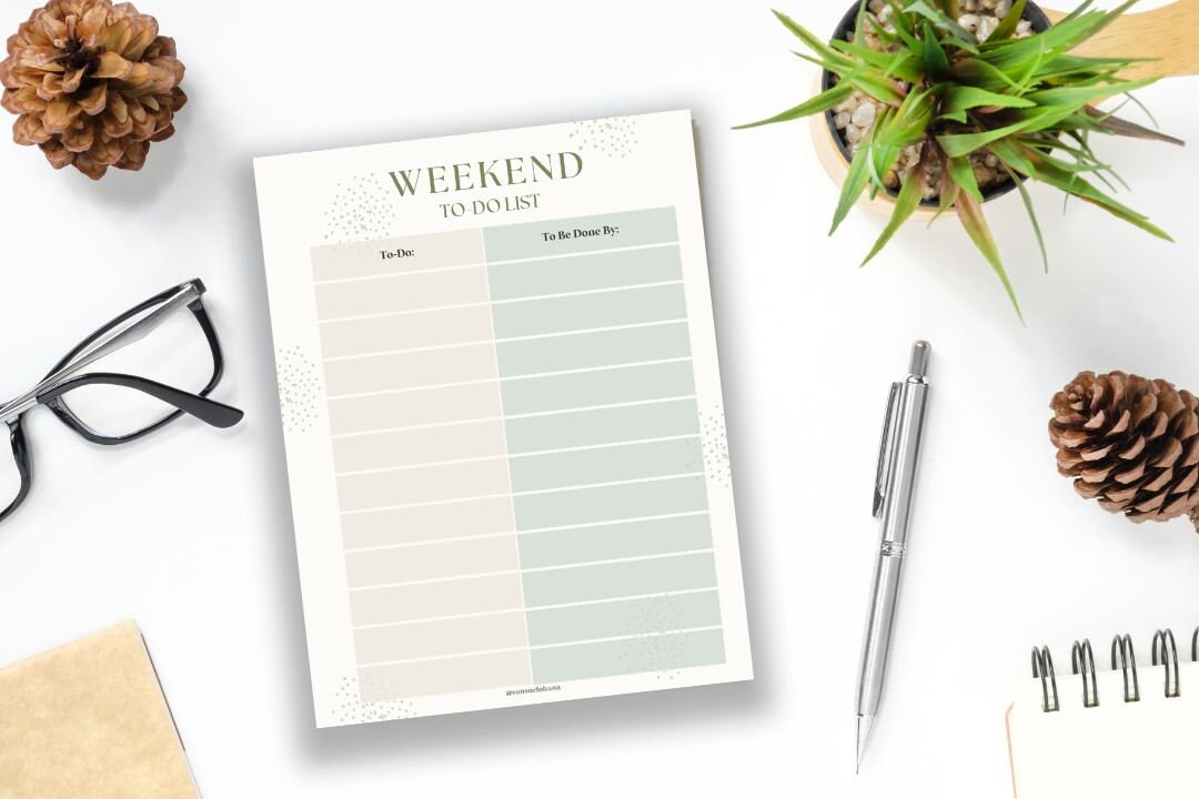 Printable Weekend To-do List, Instant Download, Minimal Productivity ...