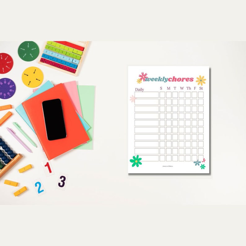 Printable Kids Chore Chart, Chore Chart for Kids, Kids Routine, Weekly ...