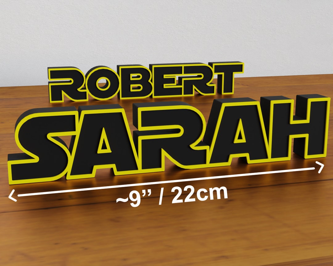 SW Personalized Font 3D Printed Display Sign Artistic Mashup not an ...