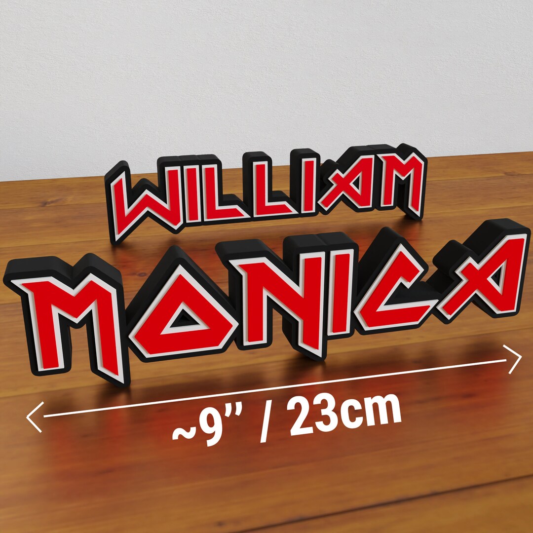 Personalized Iron M Font 3D Printed Display Sign Artistic Mashup not an ...