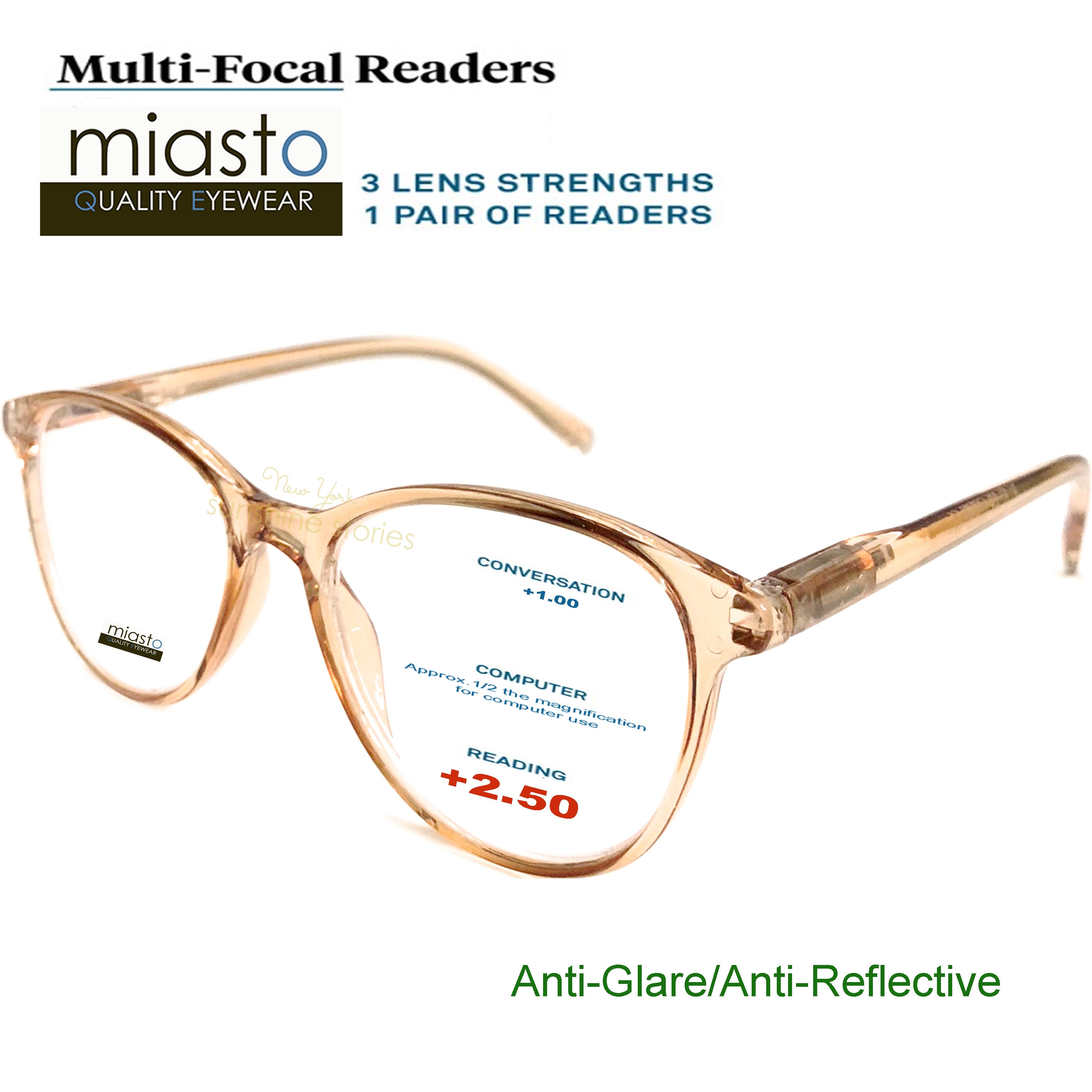 Multifocal Progressive 2.50 No Line Computer Reading Glasses: Anti ...
