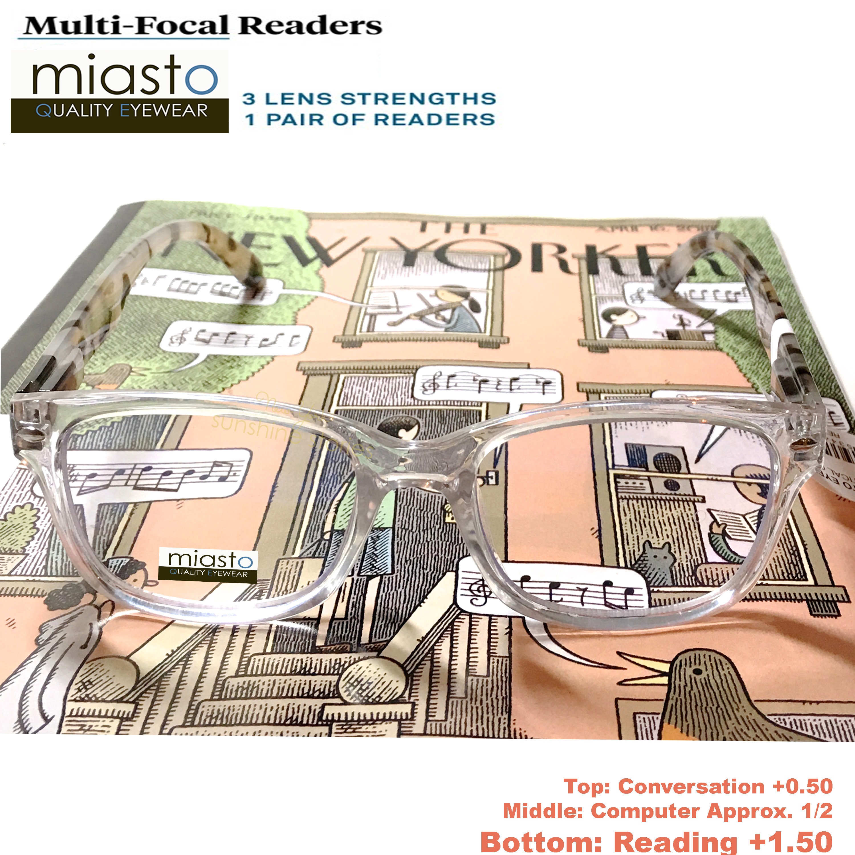 Multifocal Progressive No Line Rectangular Computer Reading Glasses ...