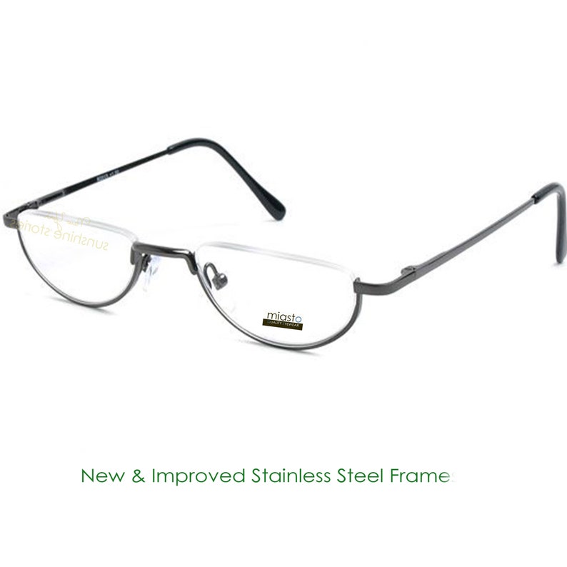Half Rimless Oval Moon Reading Glasses optical Grade - Etsy