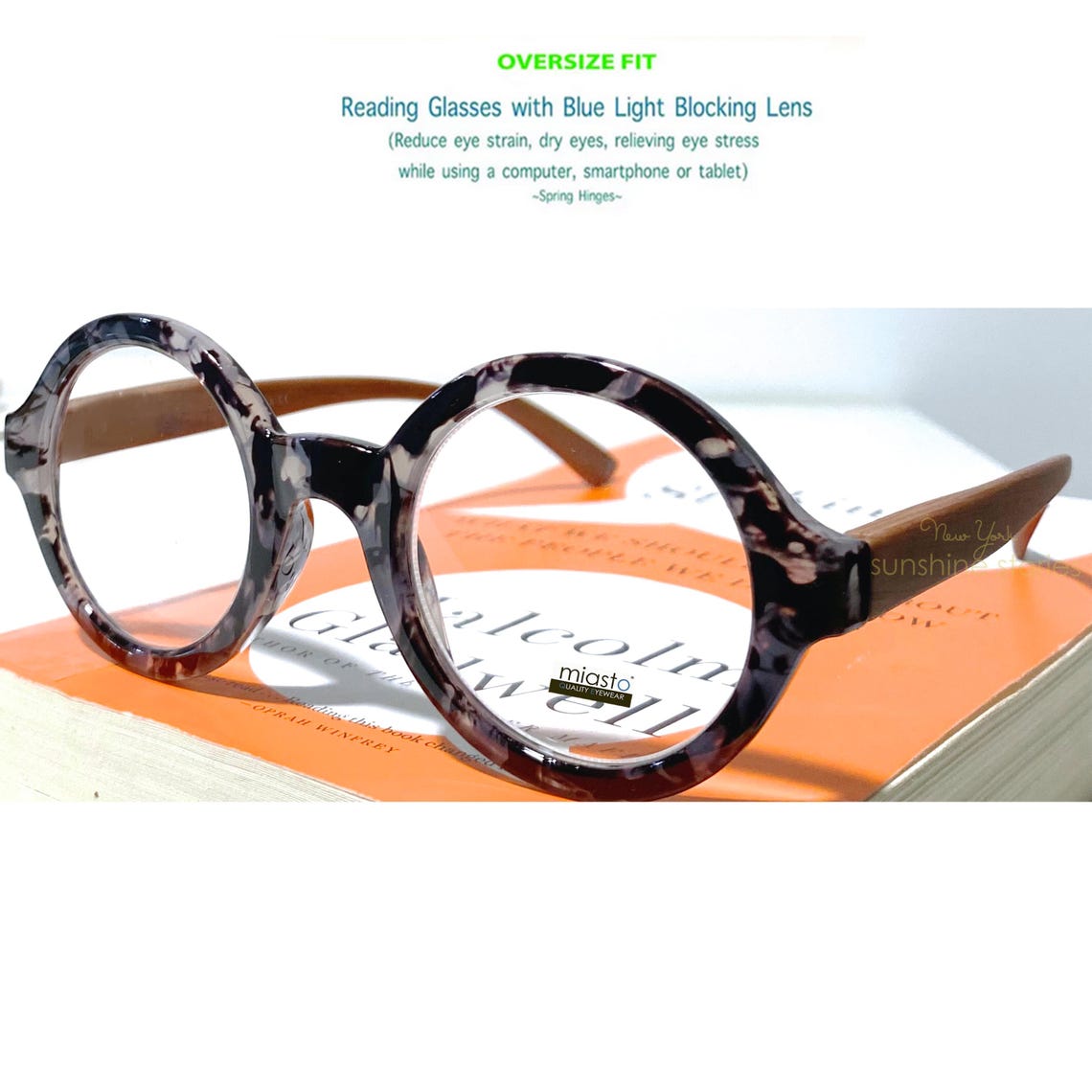 Computer Reading Glasses (blue Light Blocking) "fun Nerdy" Large Round ...