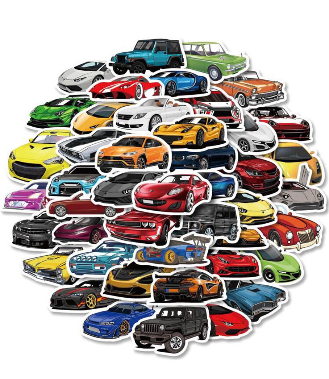 50 Piece Cars Stickers - Etsy