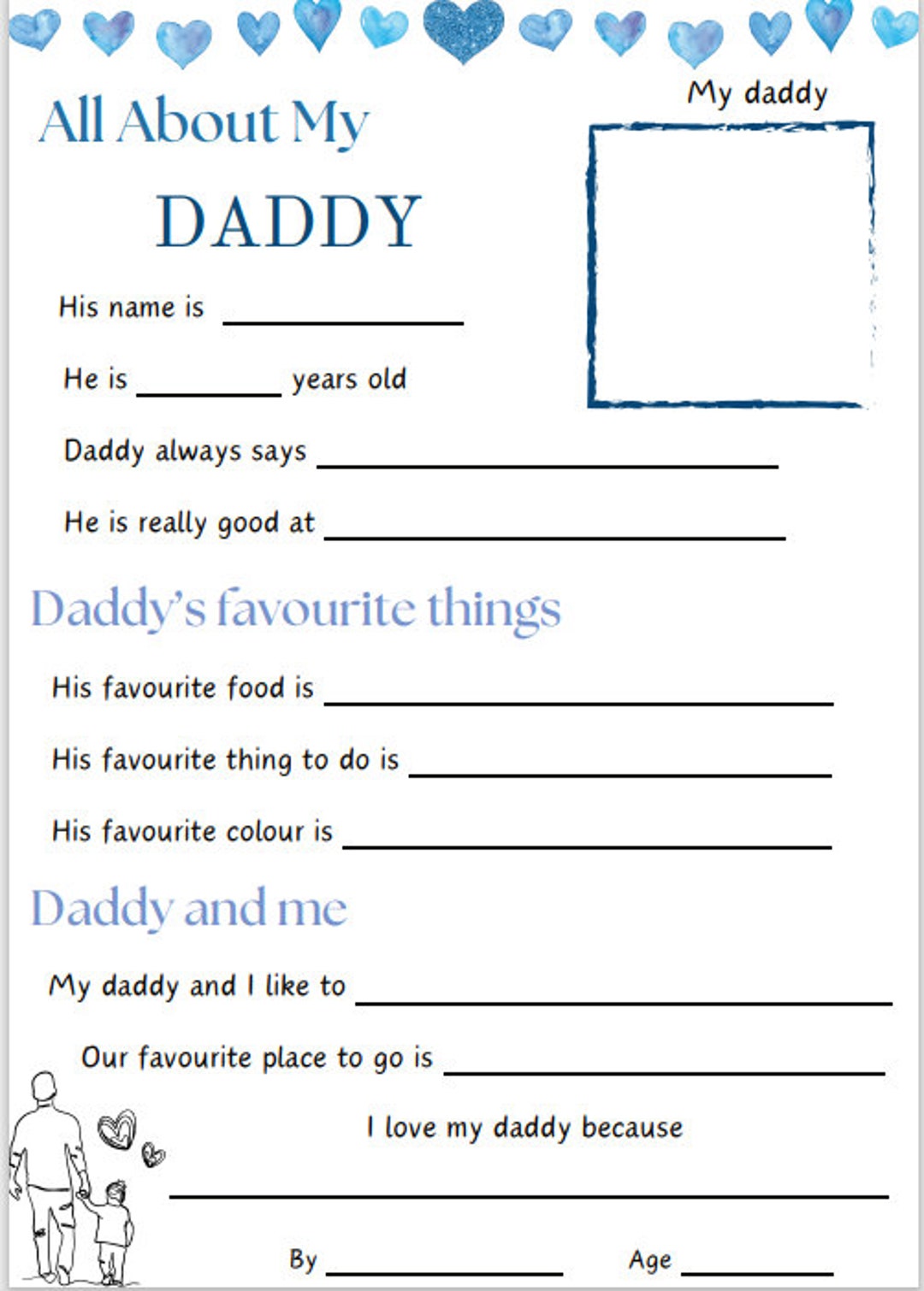 All About My Daddy, Fathers Day, Birthday Gift, Instant Download ...