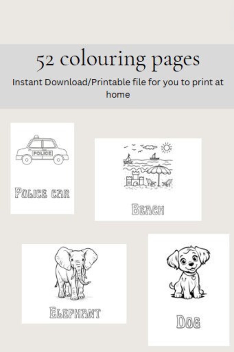 52 Printable Colouring Pages, Instant Download - Etsy