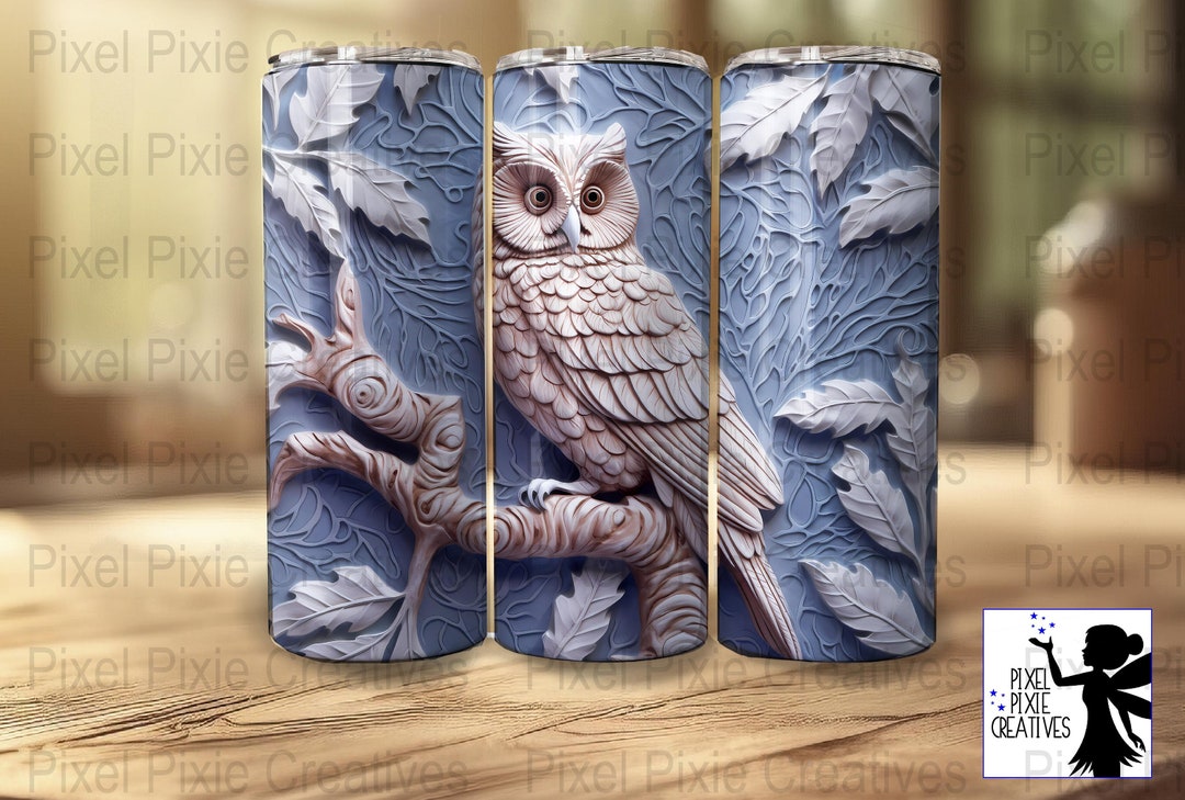 20oz Skinny Tumbler Wraps, Owl 3D Tumbler Design, High Quality ...