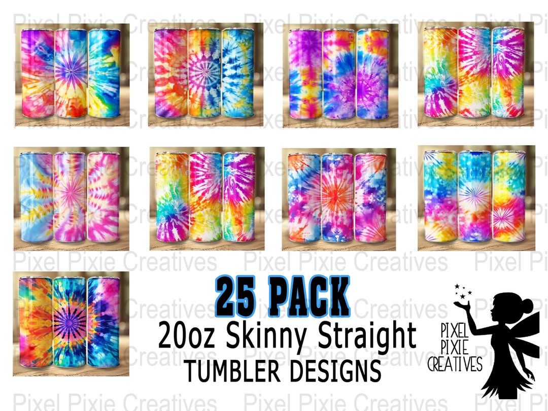 Tie Dye Bundle 20oz Skinny Tumbler Wraps Tie Dye Tumbler - Etsy