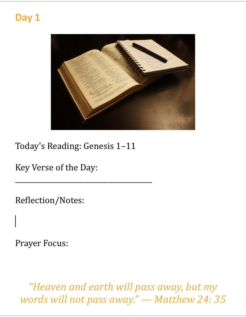 30-day Bible Reading Journey | Printable & Editable Faith Planner ...