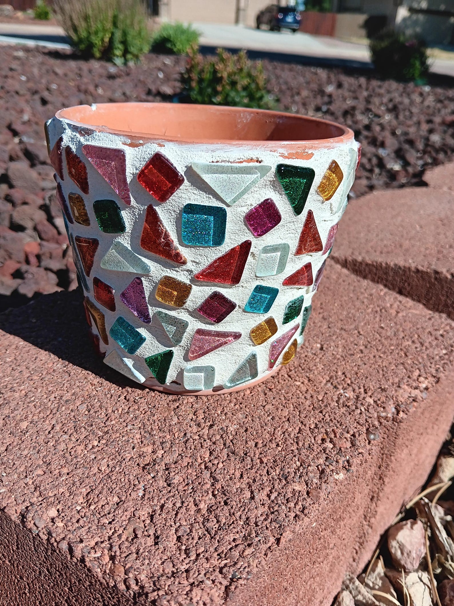 Round Multi Colored Mosaic Pot - Etsy