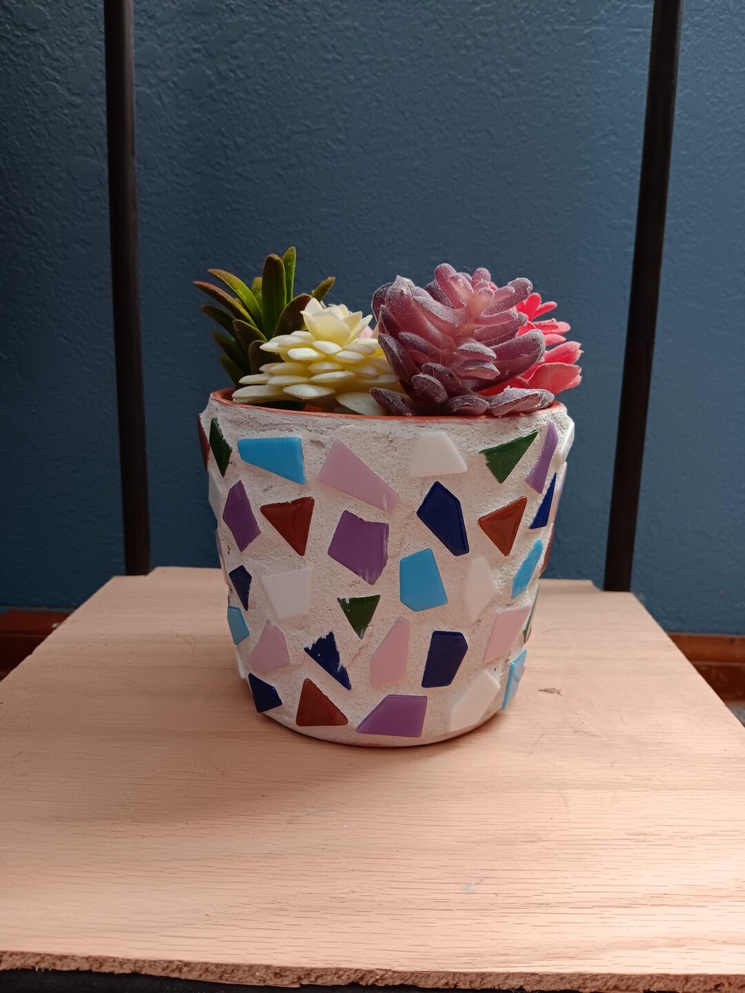 Round Irregular Multi Colored Mosaic Pot - Etsy