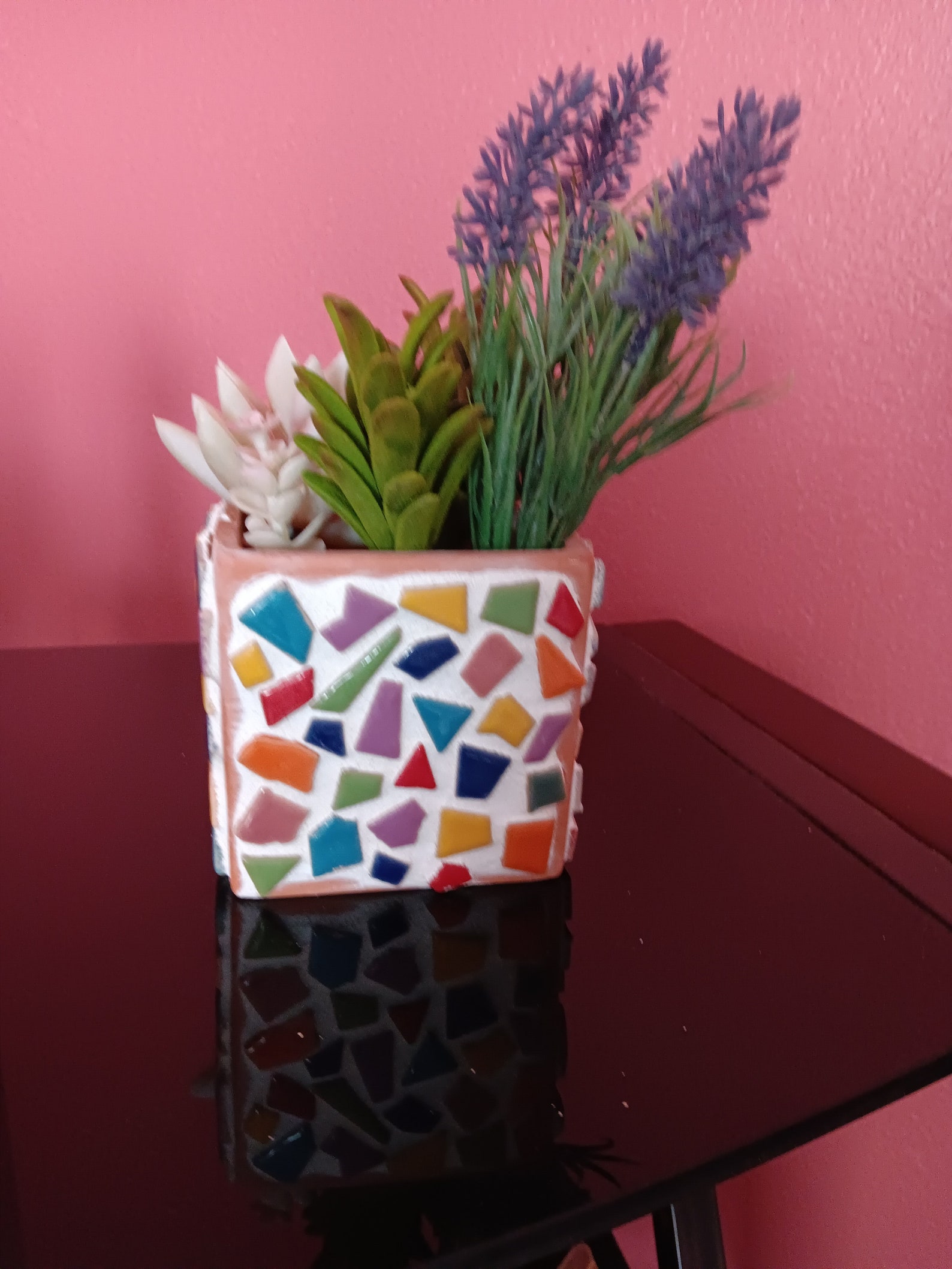 Multi Colored Square Mosaic Pot - Etsy