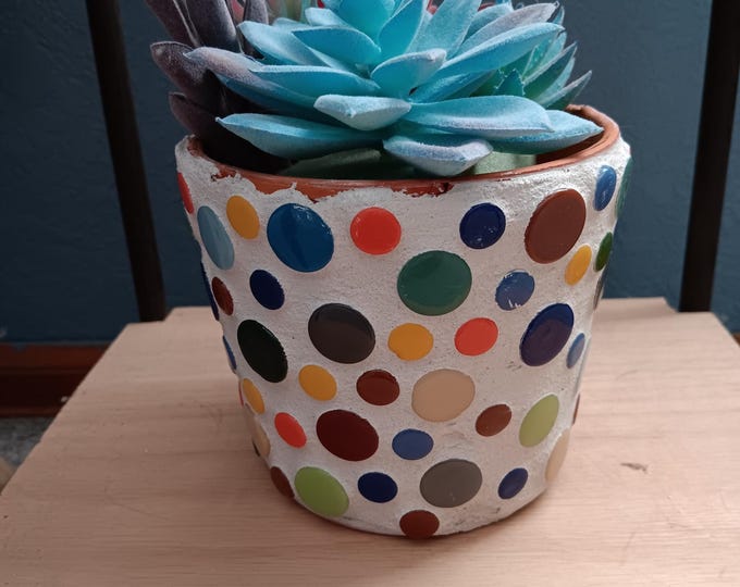 Round Multi Colored Circles Mosaic Pot - Etsy