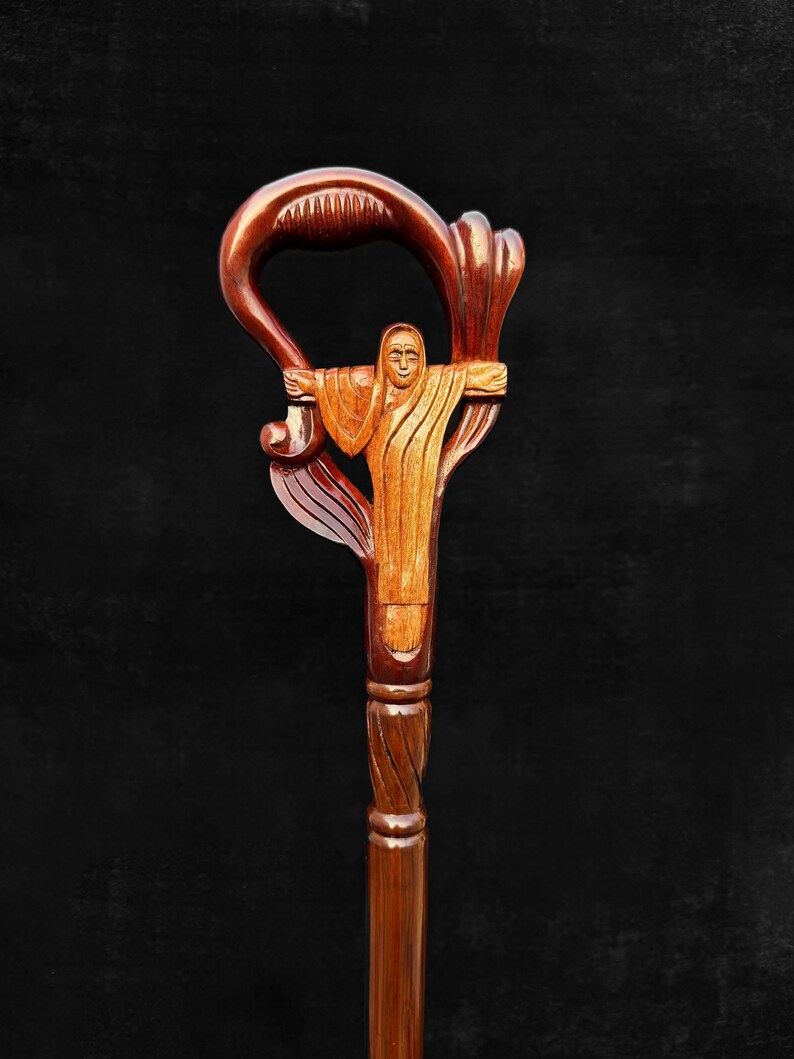 Christ Crucified Stick Wooden Carved Cane Religious Symbol Artistry ...