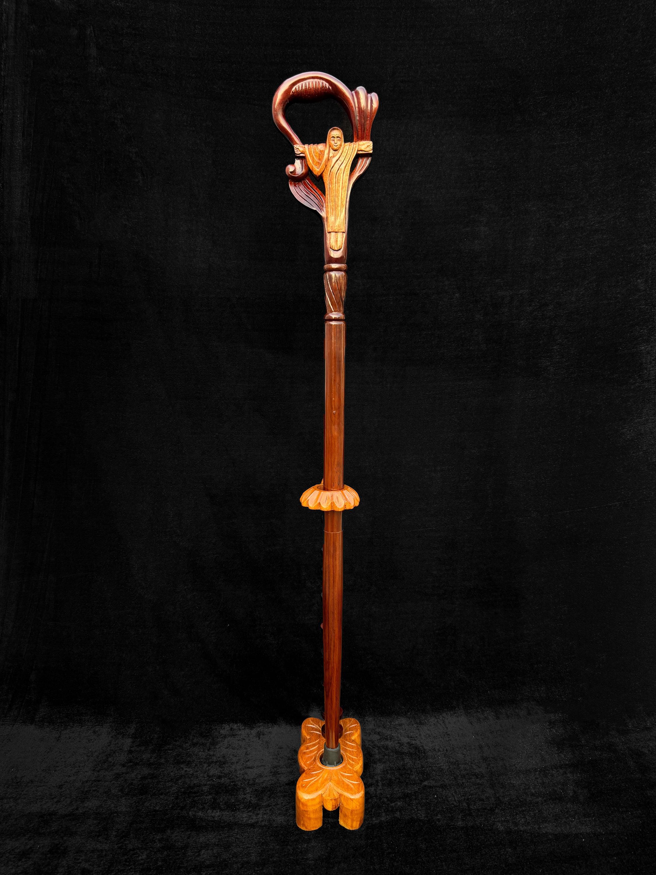 Christ Crucified Stick Wooden Carved Cane Religious Symbol Artistry ...