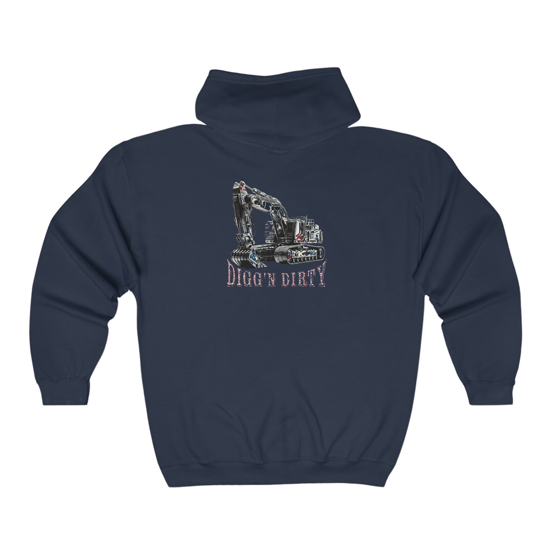 Digg'n Dirty All American Excavator Men's Full Zip Hooded Sweatshirt ...