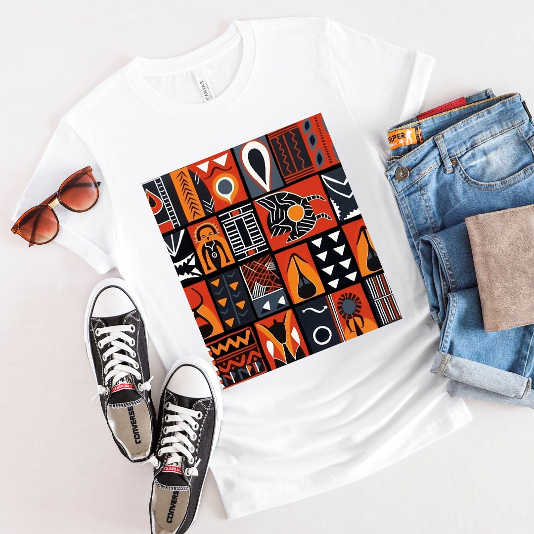 African Tshirt Shirt Tee Kente Prints Streetwear Colorful Casual Gift ...
