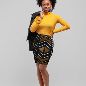 African Mud Cloth Skirt, Women's Pencil Skirt AOP, Nice Designs, Cute ...