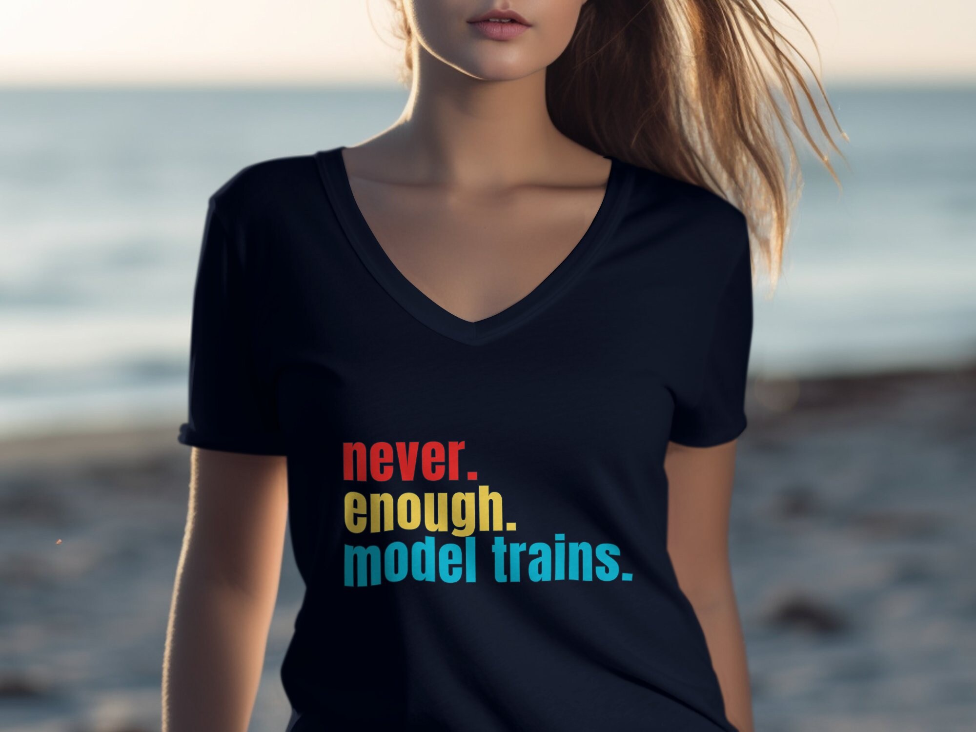 Never Enough Model Trains Shirt - Train Lover Gift - Crew Neck, V-neck ...
