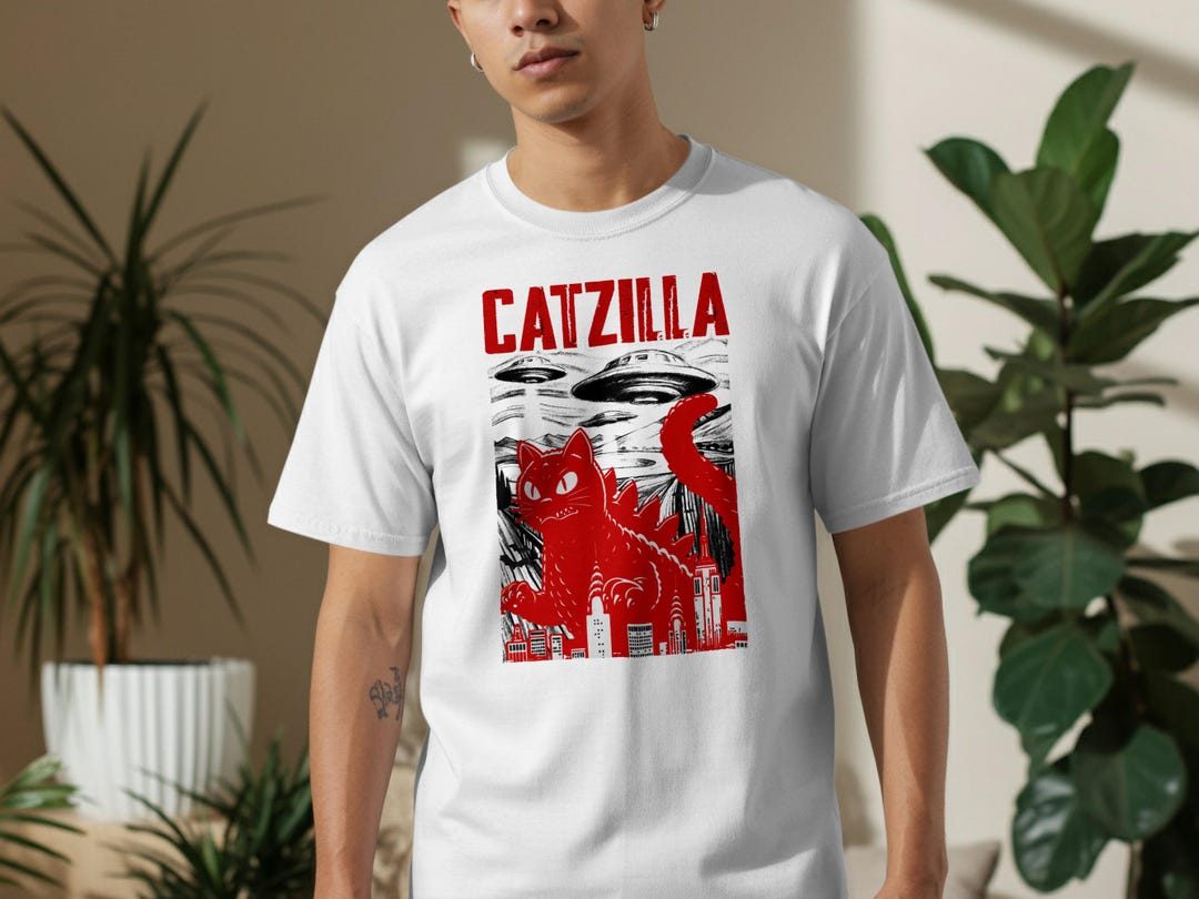 Catzilla T-shirt: Funny Monster Cat Godzilla Inspired Sci-fi Tee - Etsy
