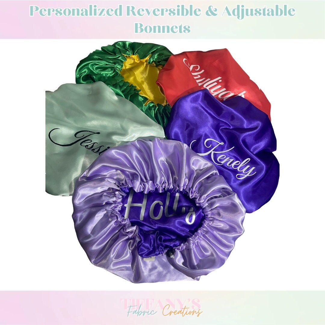 Personalized Reversible & Adjustable Satin Bonnets Custom - Etsy