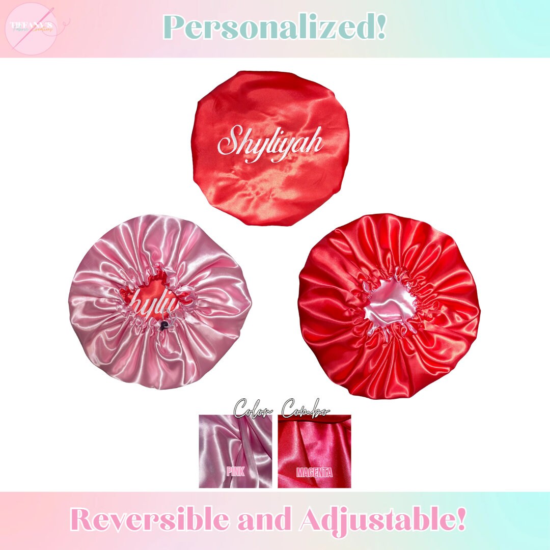 Personalized Reversible & Adjustable Satin Bonnets Custom - Etsy