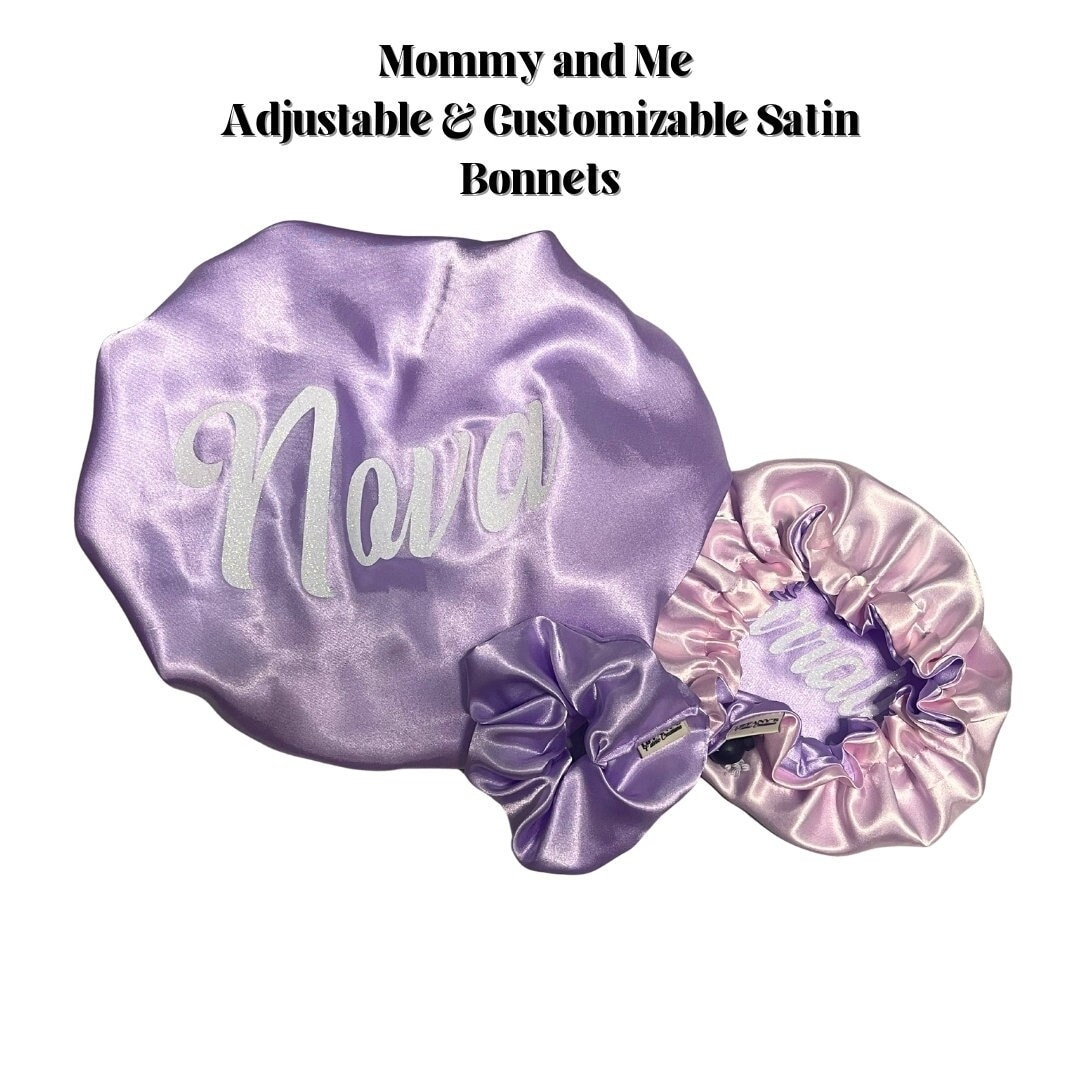 Mommy and Me Adjustable Satin Bonnets Set - Customizable Matching ...