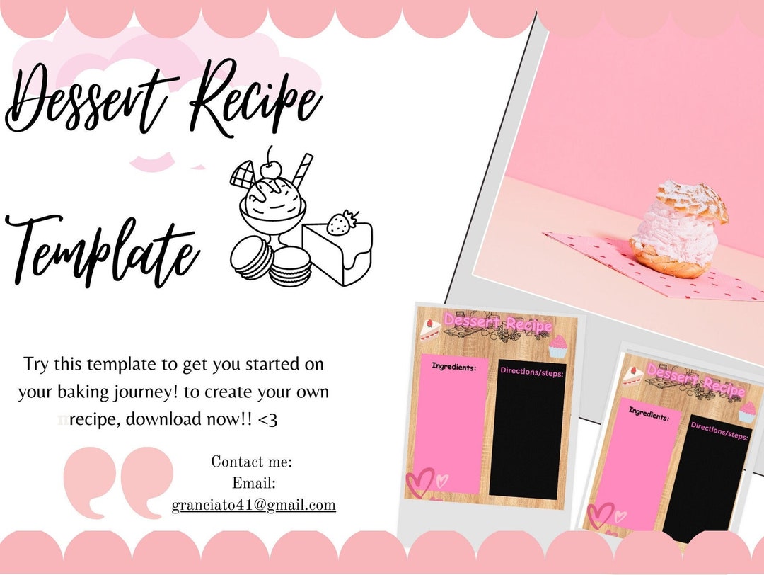 Easy Dessert Recipe Template Without the Mess! - Etsy