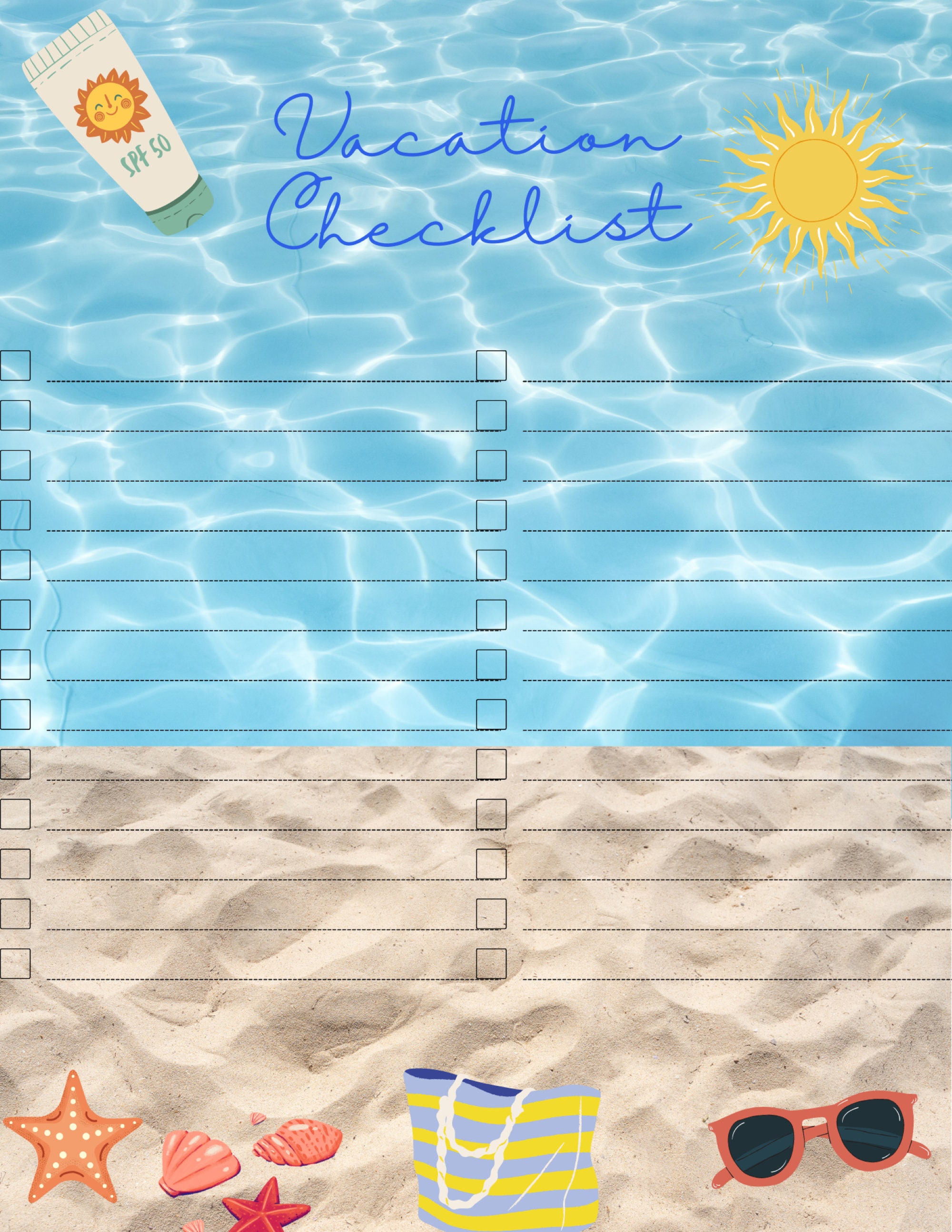 Printable Vacation Checklist! - Etsy