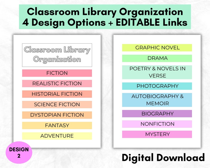 EDITABLE and Printable Classroom Library Organization, Library System ...