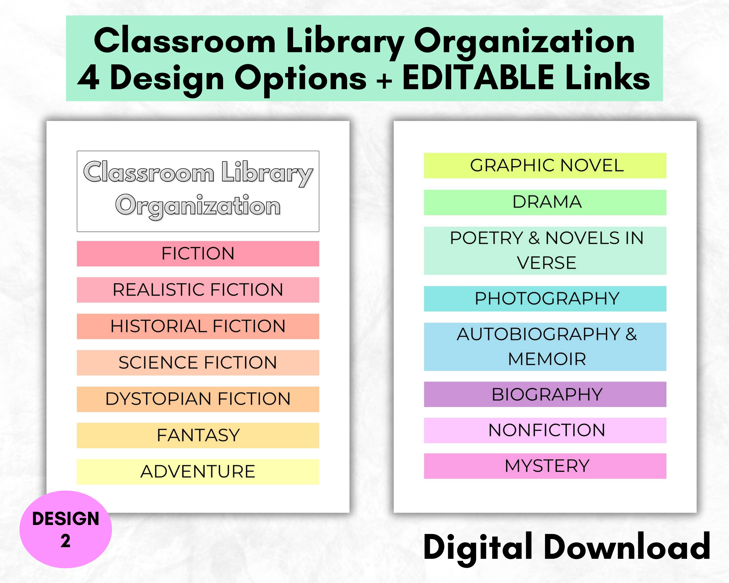EDITABLE and Printable Classroom Library Organization, Library System ...