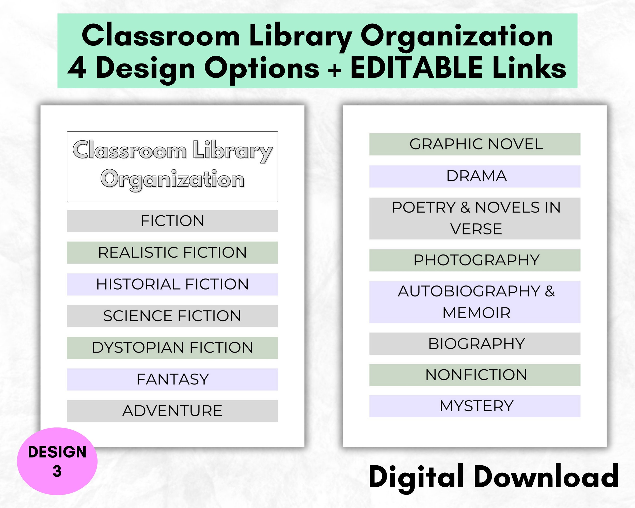 EDITABLE and Printable Classroom Library Organization, Library System ...