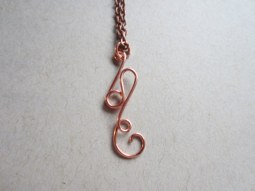 Double Loop Snake Spiral Necklace, Copper Boho Jewelry, Abstract Snake Lover Pendant, Best ...