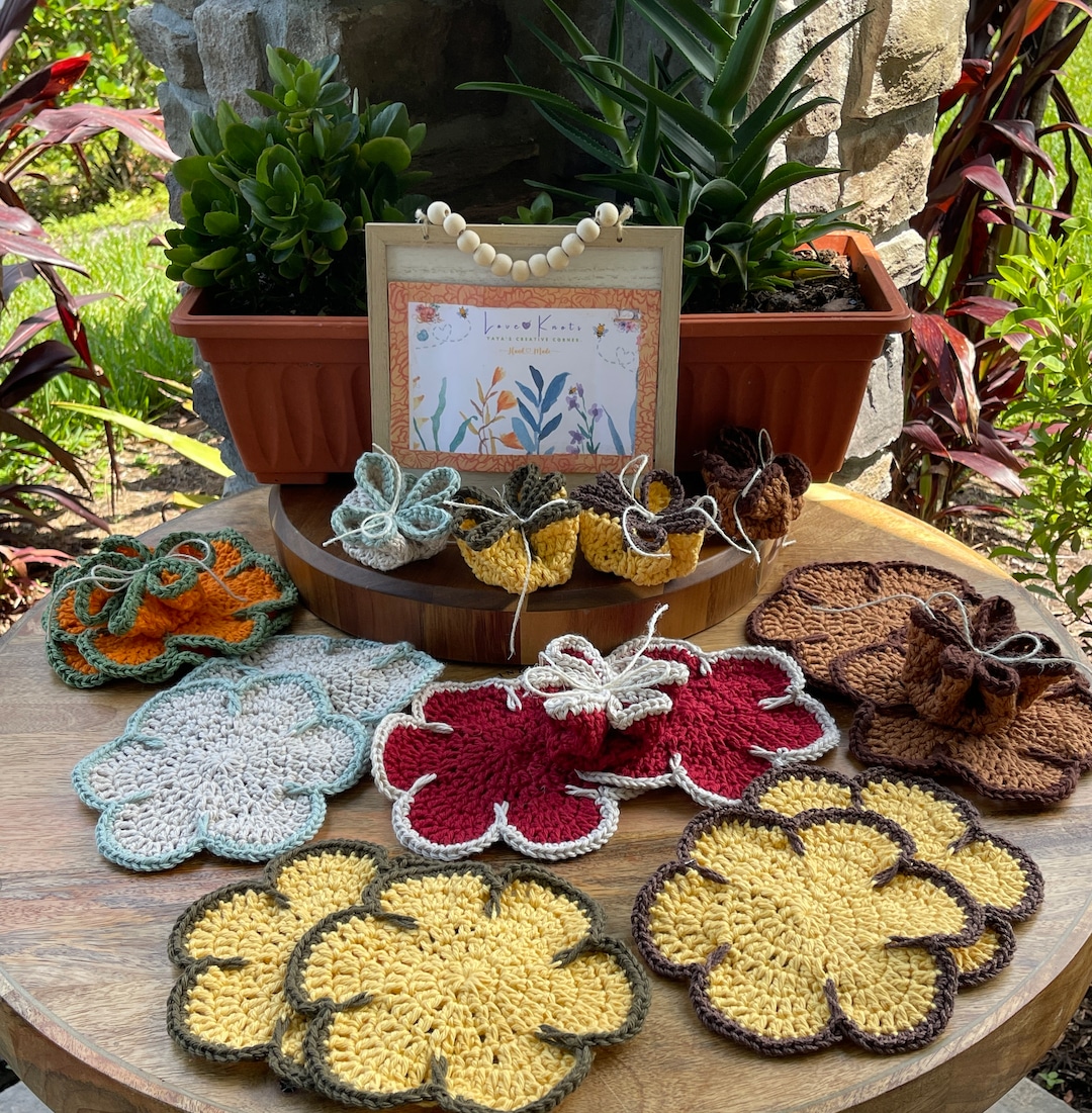 Kitchen Crochet Dish Cloth , Decorative Flower Trivet , Crochet Dish ...