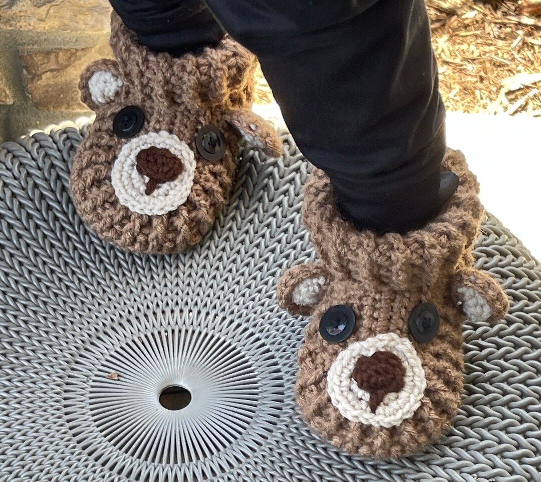 Kids Slippers , Crochet Animal Slippers ,teddy Bear Slipper - Etsy