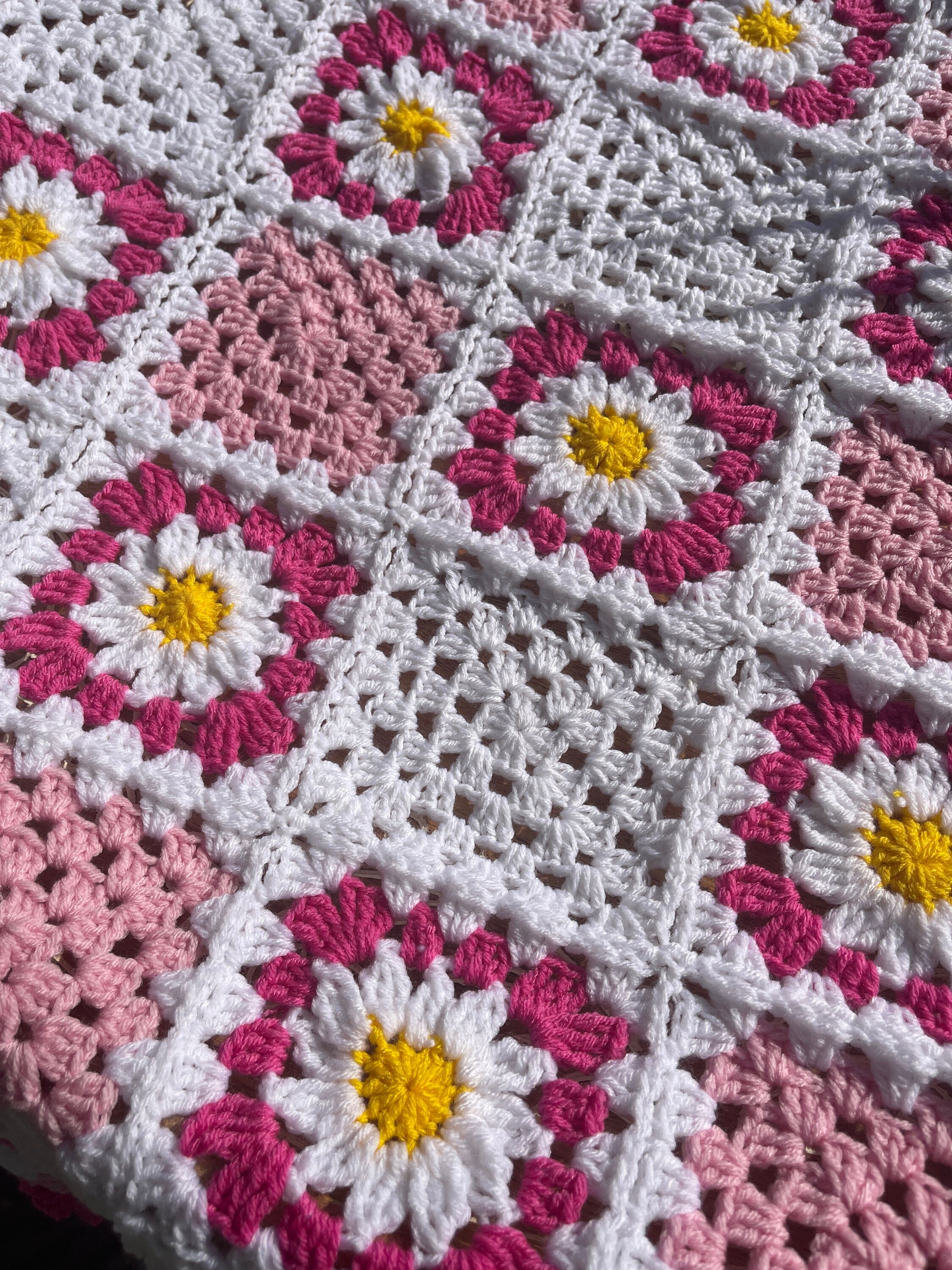 Little Girl Blanket Crochet Pink White Daisy Blanket Makes a Perfect ...