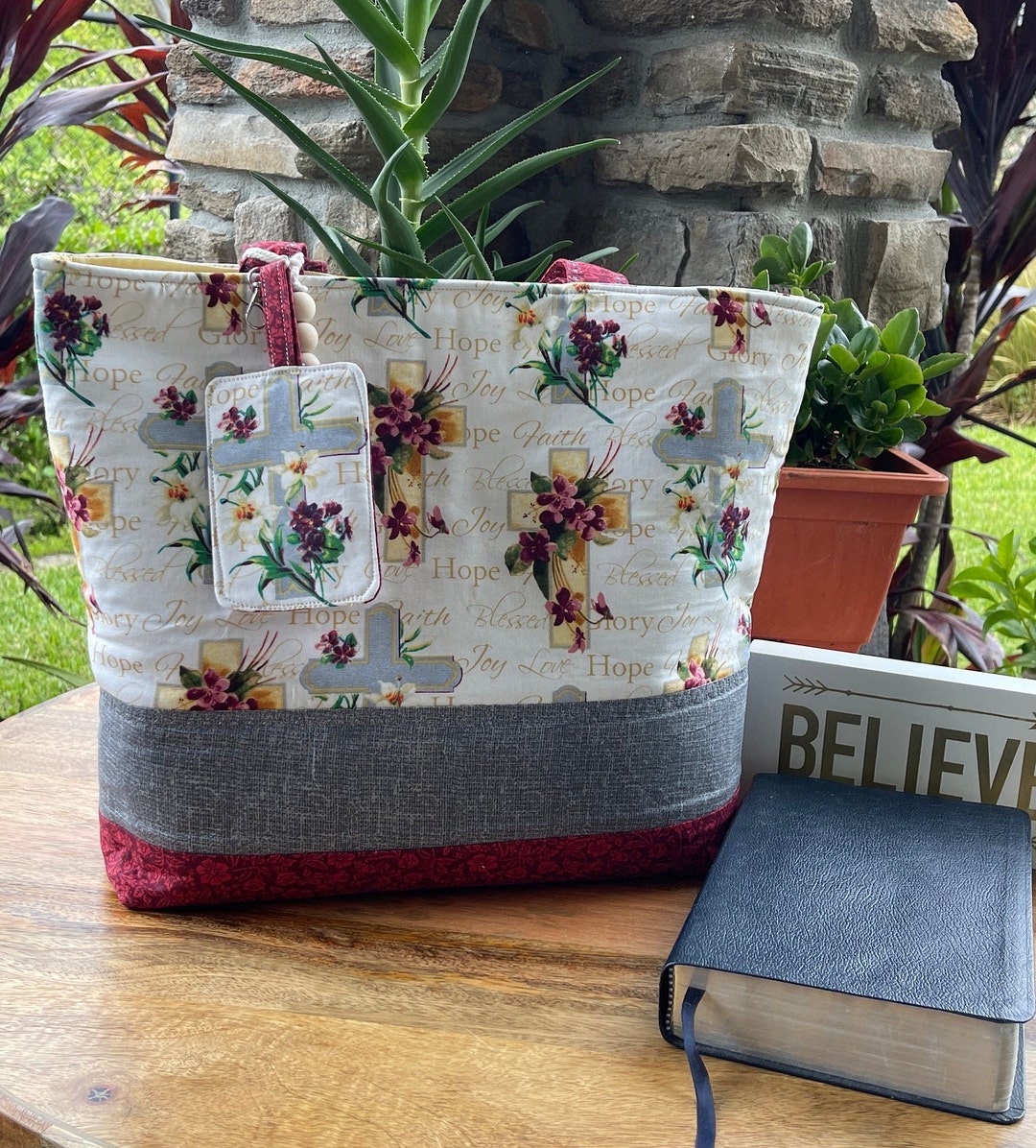 Spiritual Cross Tote Bag Bible Study Tote, Christian Prayer Warrior ...