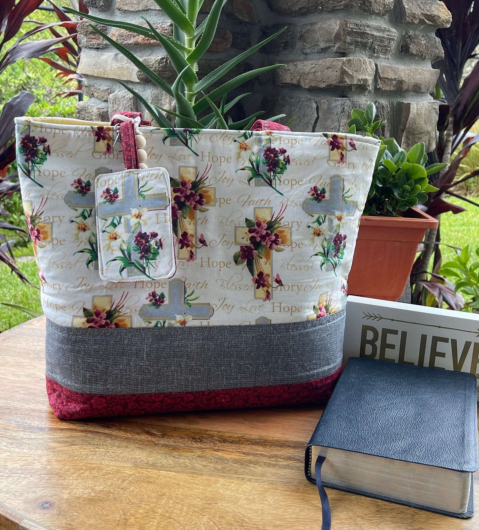 Spiritual Cross Tote Bag Bible Study Tote, Christian Prayer Warrior ...