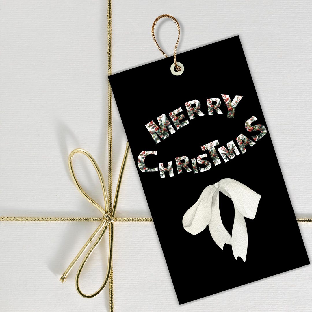 Black Background Christmas Gift Tags and Cards | Printable PDF ...