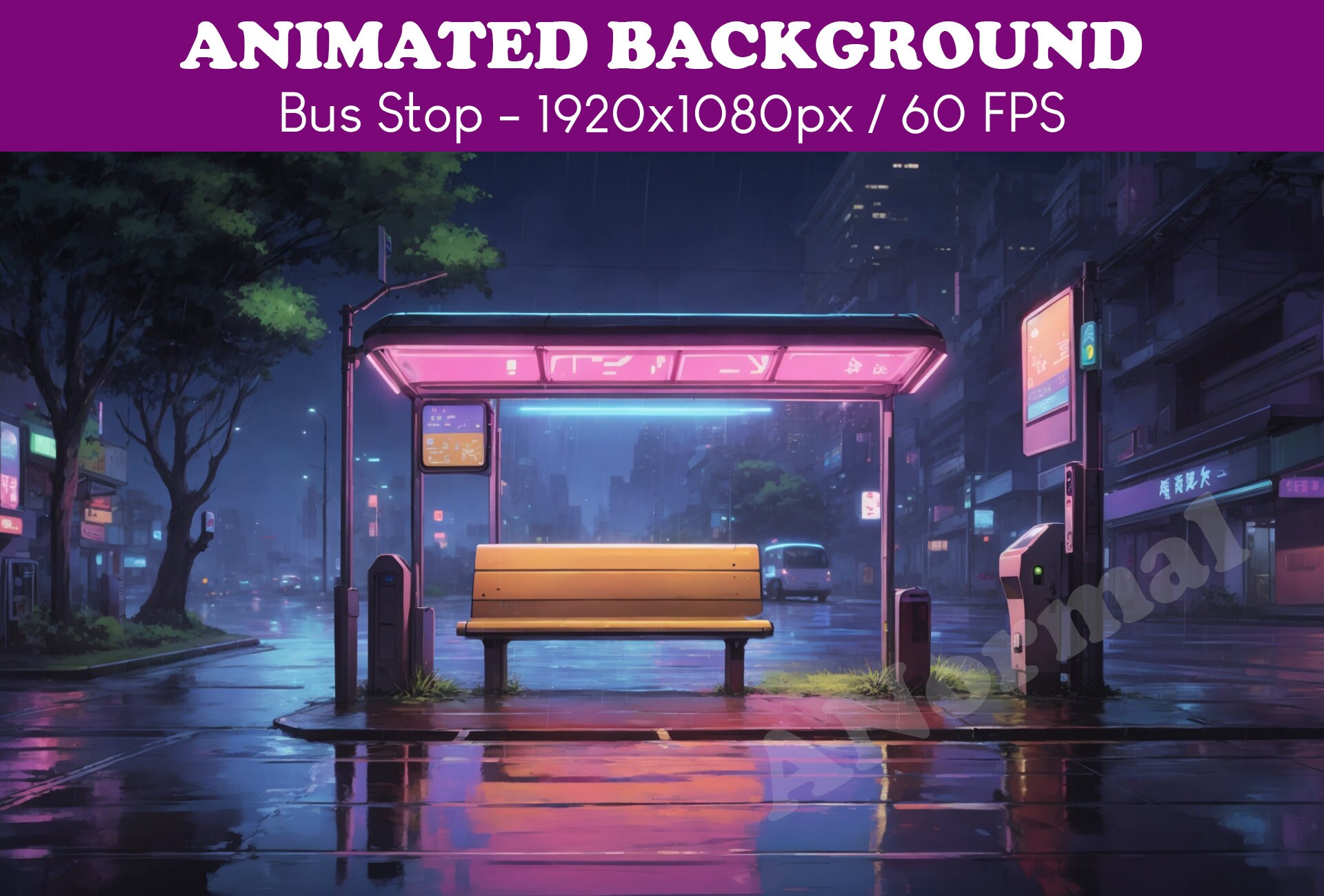 Animated Background, Bus Stop, Looped Vtuber Twitch Stream Overlay ...