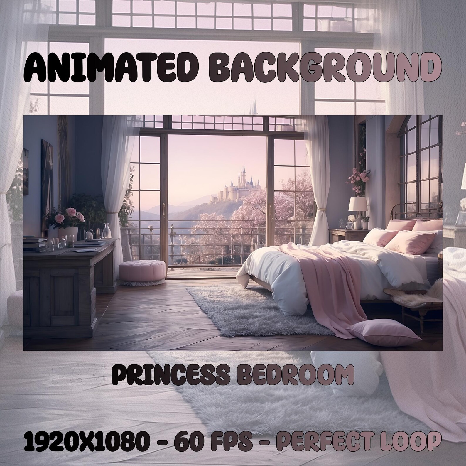 Vtuber Animated Background | Princess Bedroom | Looped Vtuber Twitch ...