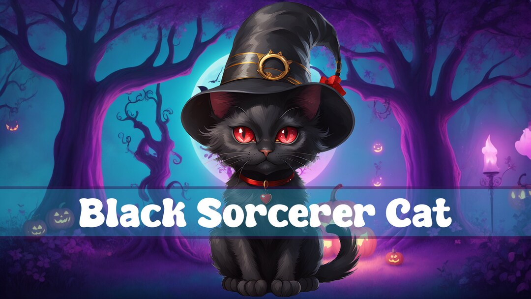 Black Sorcerer Cat Pngtuber , 1 Expressions , 2D Model With 4 PNG for ...