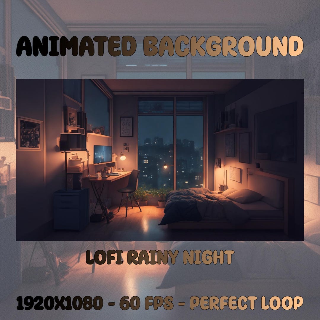Vtuber Animated Background | Lofi Rainy Night | Looped Vtuber Twitch ...