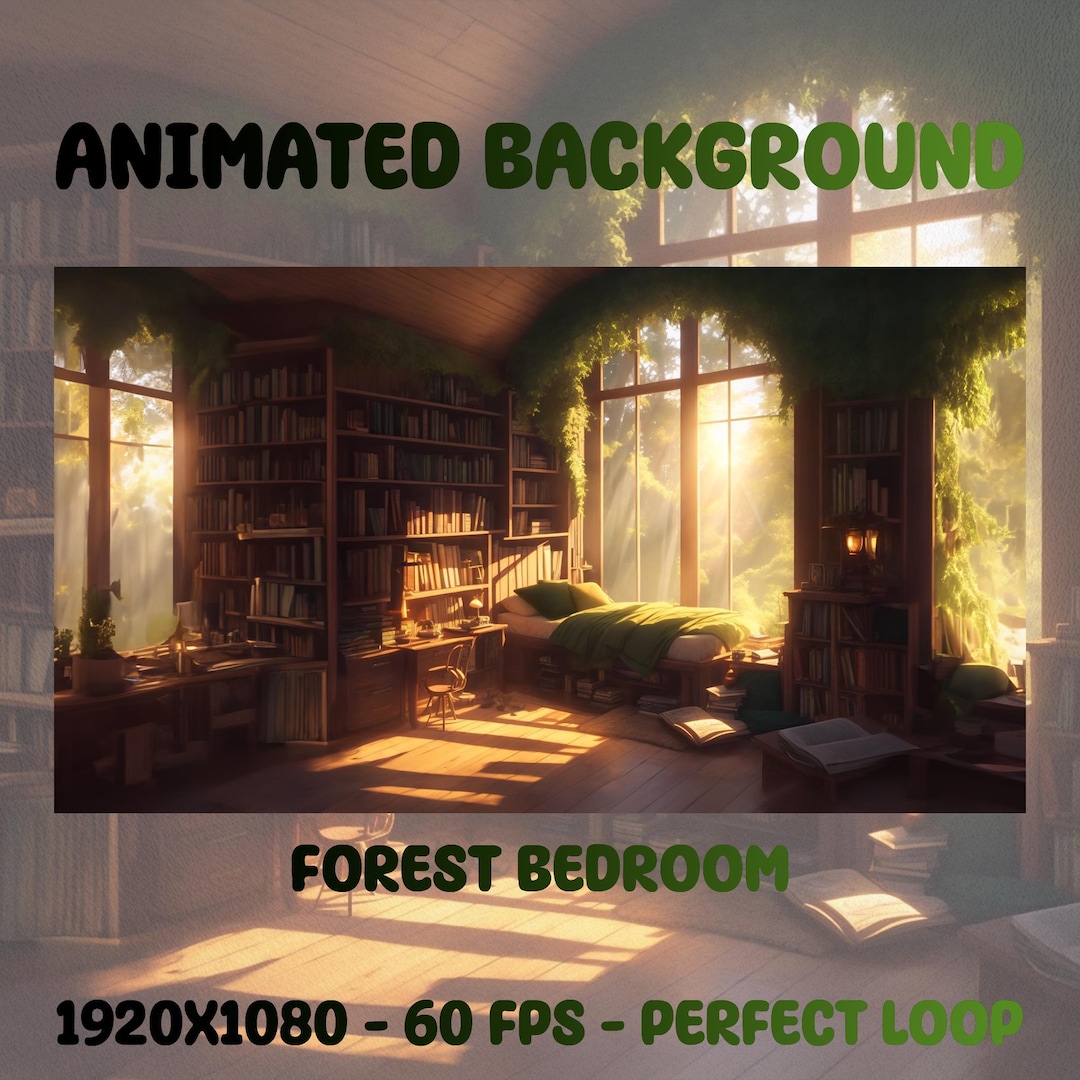Vtuber Animated Background | Enchanted Forest Bedroom | Looped Vtuber ...