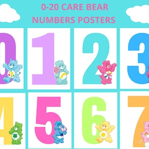 1-20 Care Bear Bulletin Board Numbers Poster Cards Alphabet Line for ...