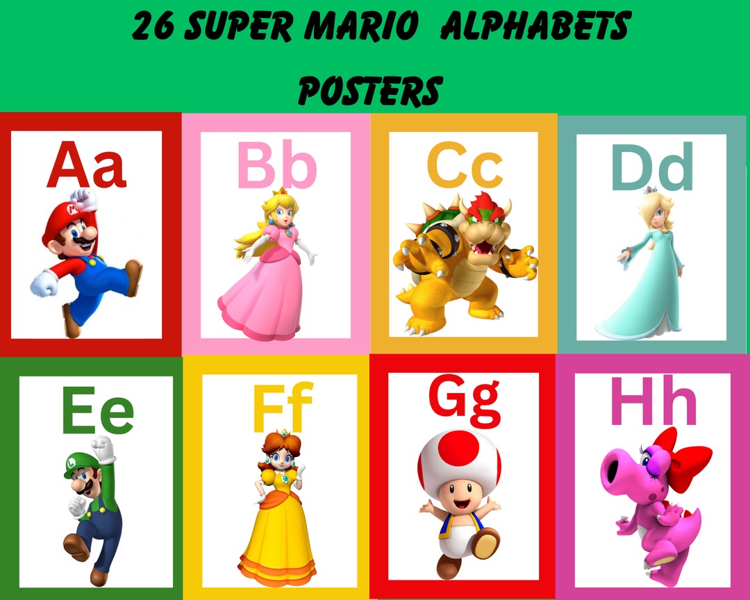 26 Super Mario Characters Educational Bulletin Board Alphabet Poster ...
