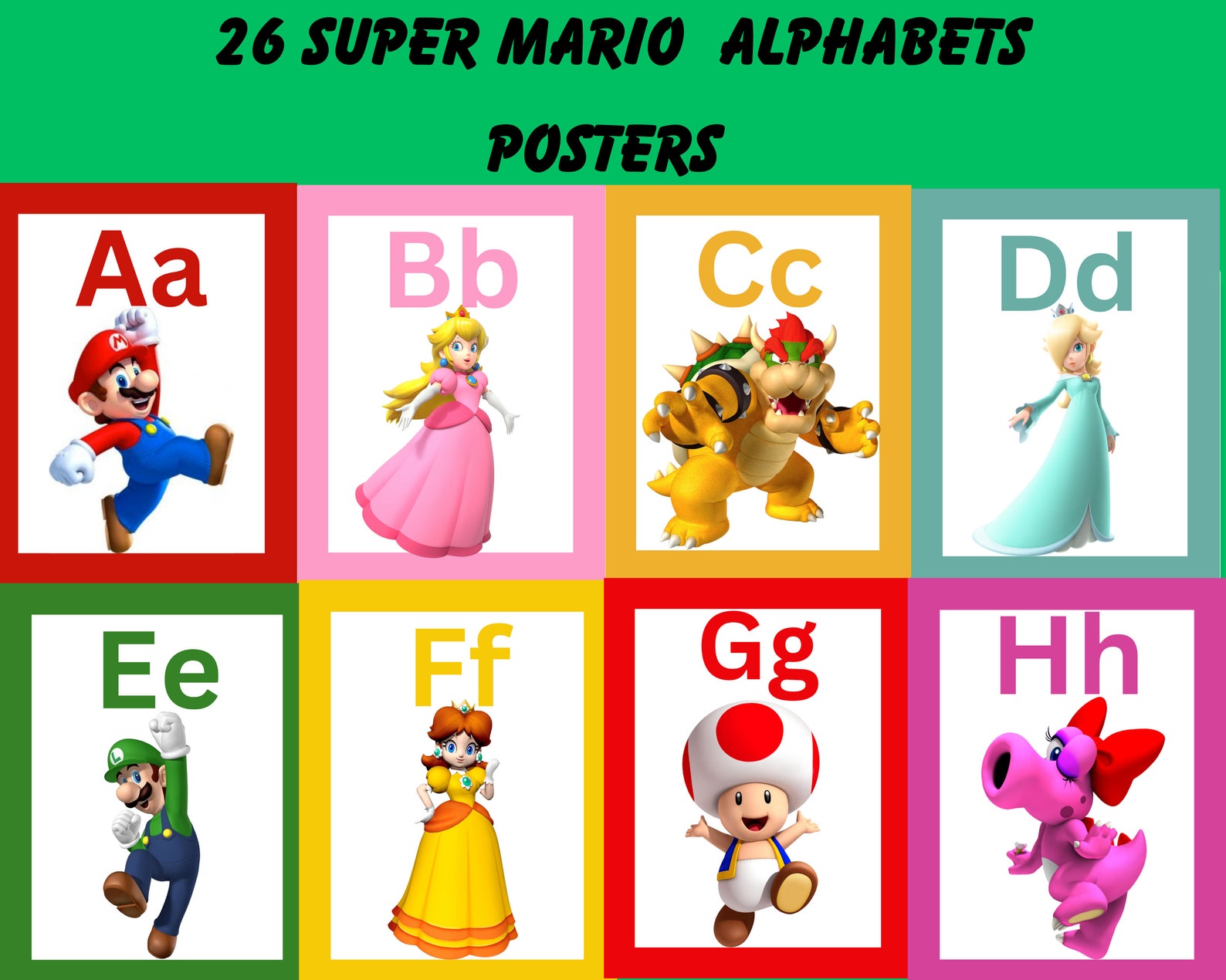 26 Super Mario Characters Educational Bulletin Board Alphabet Poster ...