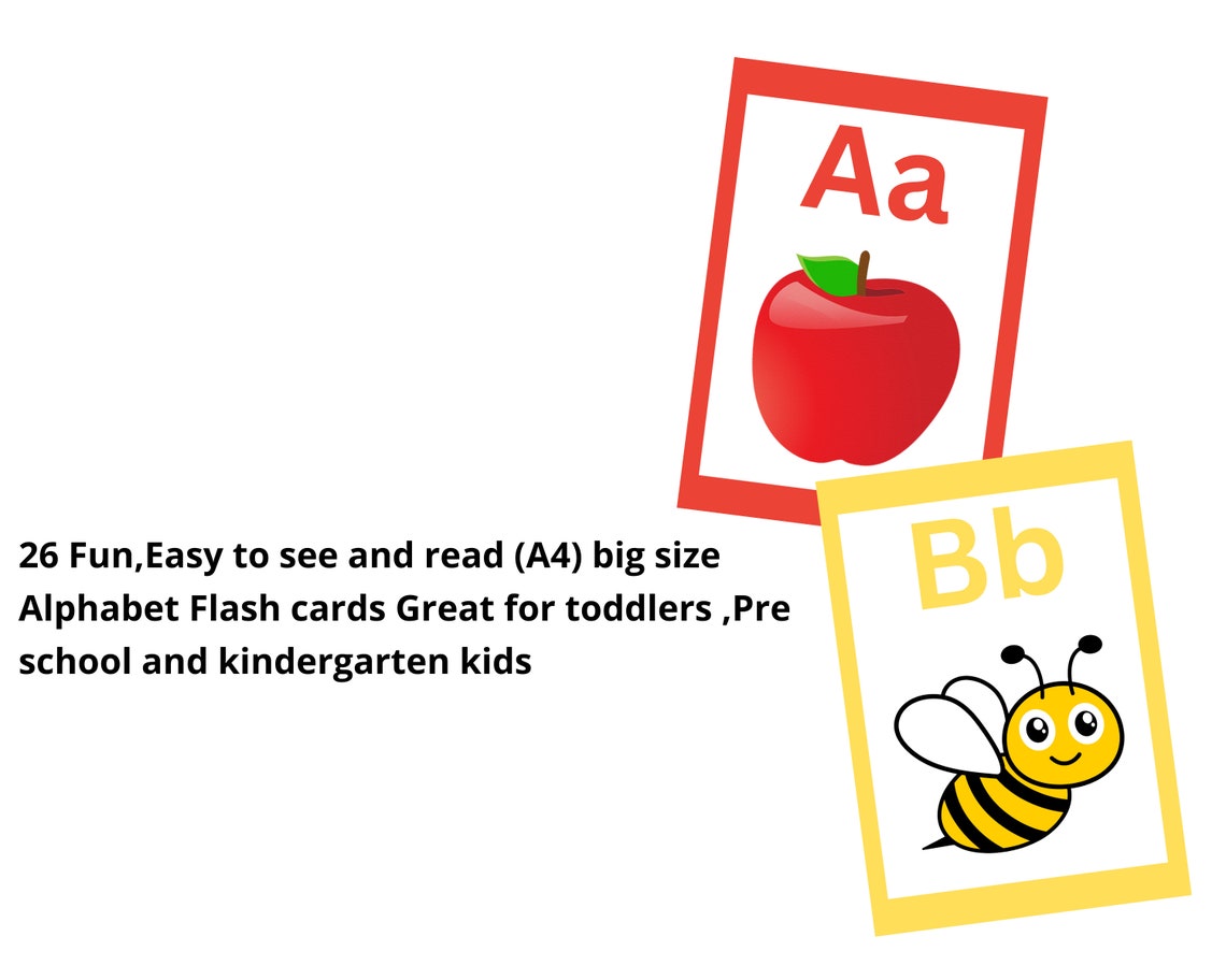 26 Educational Alphabet Flash Cards A4 Poster Cards for Classroom,decoration Match Game, Baby ...